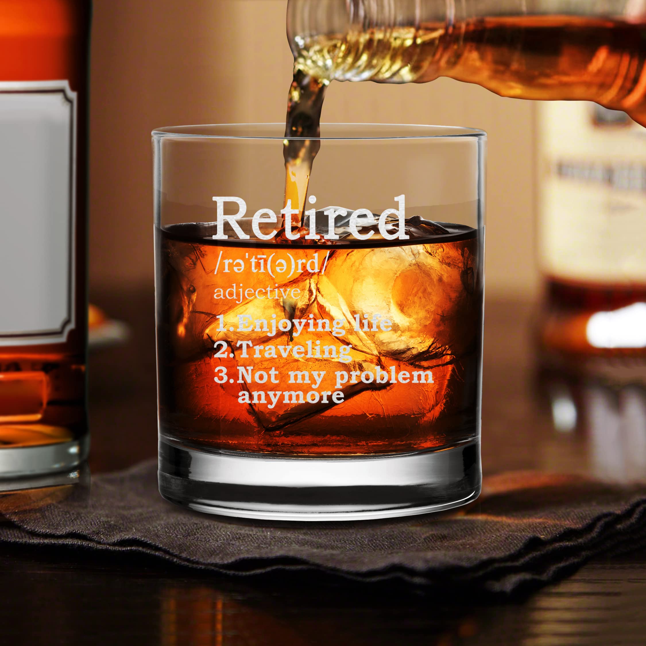 NeeNoNex Retired Definition Whiskey Glass Funny and Great Retirement Gift for Coworkers Boss Mom Dad Funny Dictionary Definition