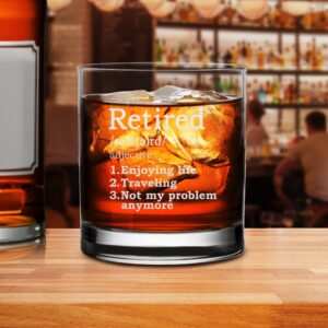 NeeNoNex Retired Definition Whiskey Glass Funny and Great Retirement Gift for Coworkers Boss Mom Dad Funny Dictionary Definition