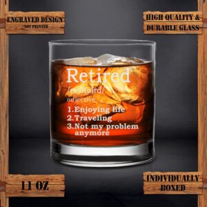 NeeNoNex Retired Definition Whiskey Glass Funny and Great Retirement Gift for Coworkers Boss Mom Dad Funny Dictionary Definition