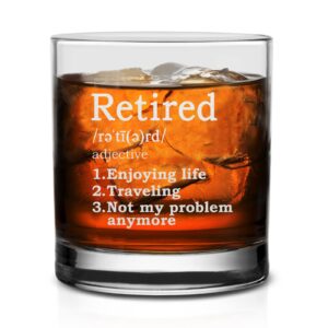 NeeNoNex Retired Definition Whiskey Glass Funny and Great Retirement Gift for Coworkers Boss Mom Dad Funny Dictionary Definition