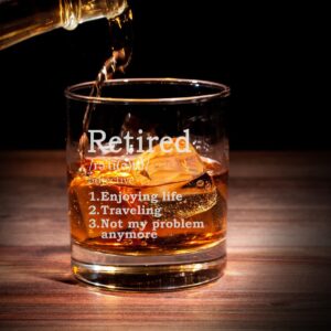 NeeNoNex Retired Definition Whiskey Glass Funny and Great Retirement Gift for Coworkers Boss Mom Dad Funny Dictionary Definition