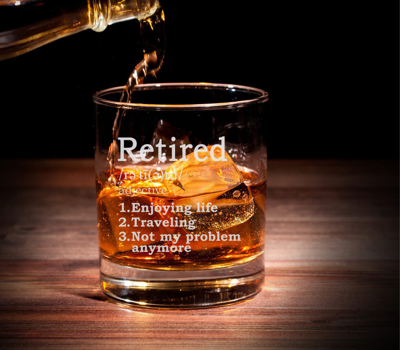 NeeNoNex Retired Definition Whiskey Glass Funny and Great Retirement Gift for Coworkers Boss Mom Dad Funny Dictionary Definition