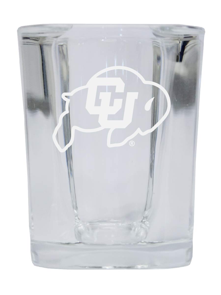 R and R Imports Colorado Buffaloes 2 Ounce Square Shot Glass laser etched logo Design Officially Licensed Collegiate Product