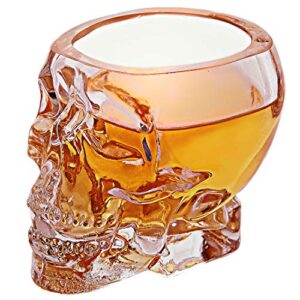 MyGift Clear Glass Novelty Skull Face Liquor Shooter Shot Glasses, Decorative Halloween Drinkware - 2.8 oz, Set of 6