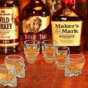 MyGift Clear Glass Novelty Skull Face Liquor Shooter Shot Glasses, Decorative Halloween Drinkware - 2.8 oz, Set of 6