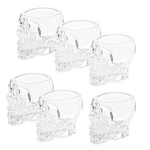 MyGift Clear Glass Novelty Skull Face Liquor Shooter Shot Glasses, Decorative Halloween Drinkware - 2.8 oz, Set of 6