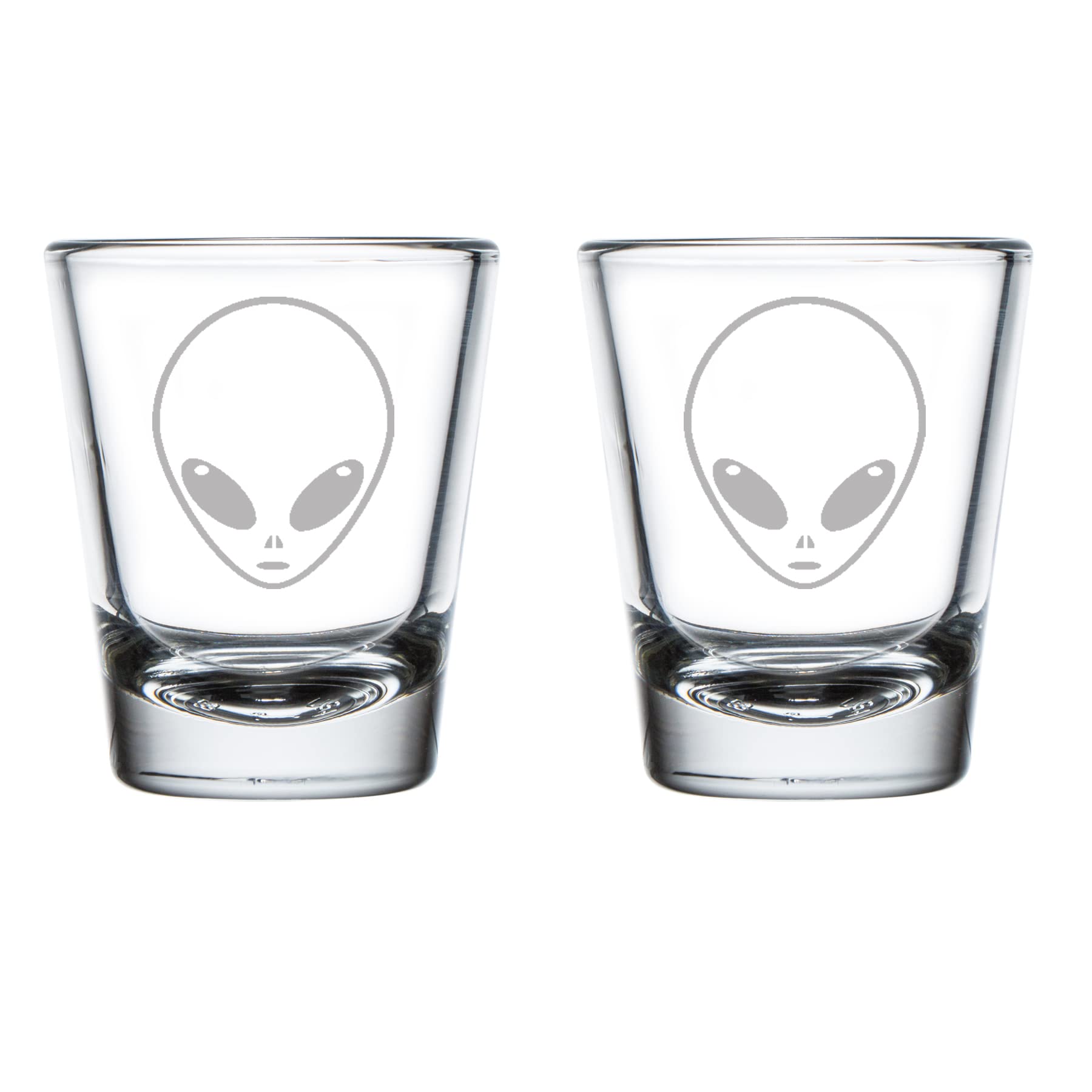 Set of 2 Shot Glasses 1.75oz Shot Glass Alien Head