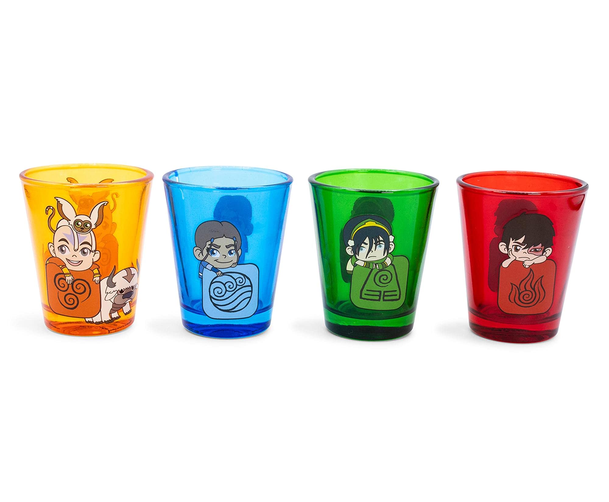 Surreal Entertainment Avatar: The Last Airbender Chibi Characters 2-Ounce Shot Glasses | Set of 4