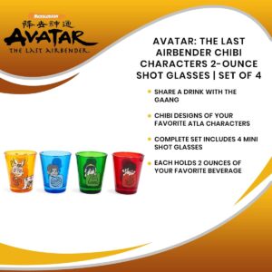 Surreal Entertainment Avatar: The Last Airbender Chibi Characters 2-Ounce Shot Glasses | Set of 4