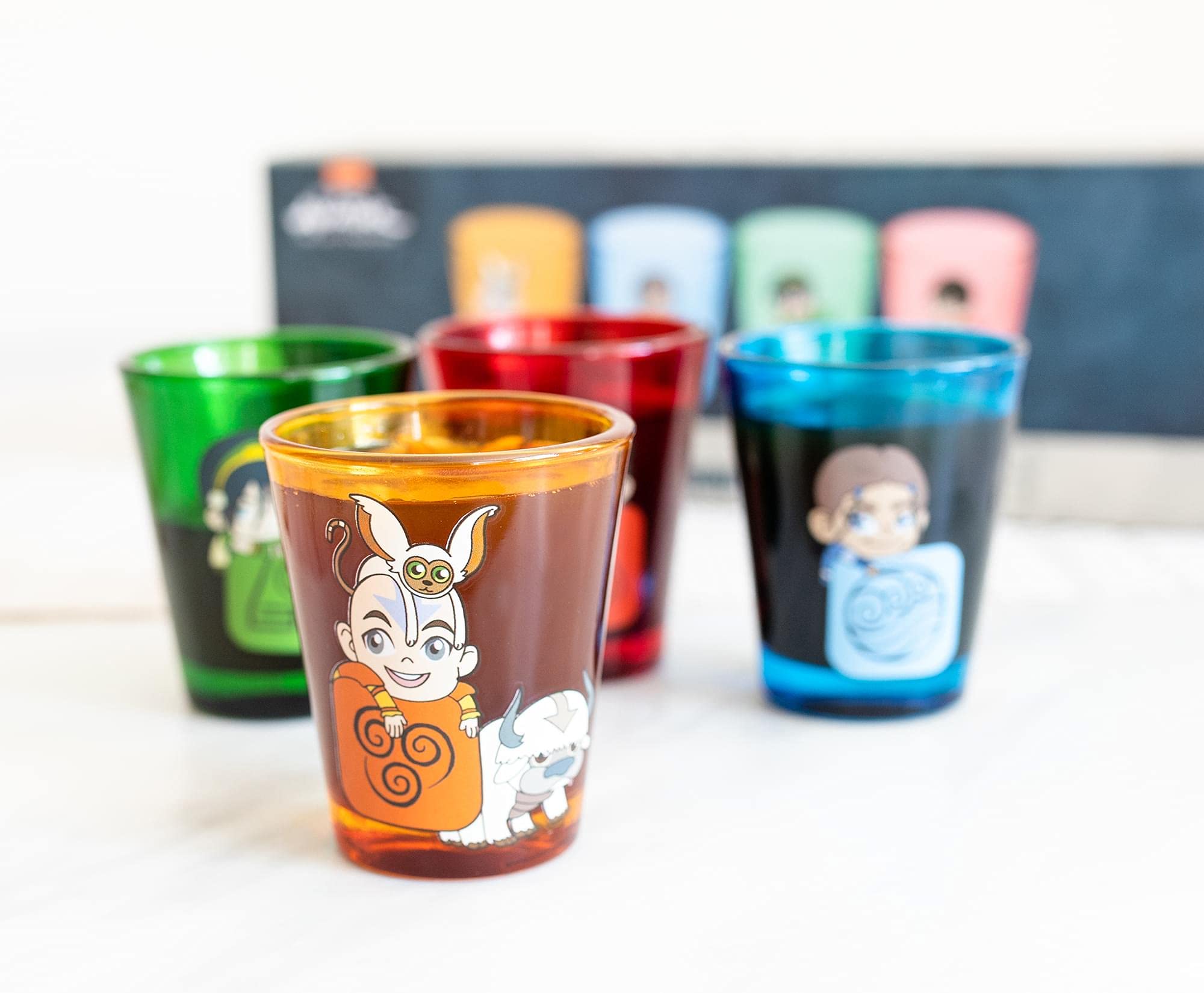 Surreal Entertainment Avatar: The Last Airbender Chibi Characters 2-Ounce Shot Glasses | Set of 4