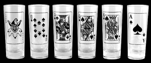 BARCONIC Poker 2oz Shot Glass Set - 6 Pack