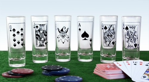 BARCONIC Poker 2oz Shot Glass Set - 6 Pack