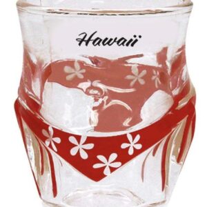 Hawaiian Shot Glass Bottoms Up Butt Plumeria Red