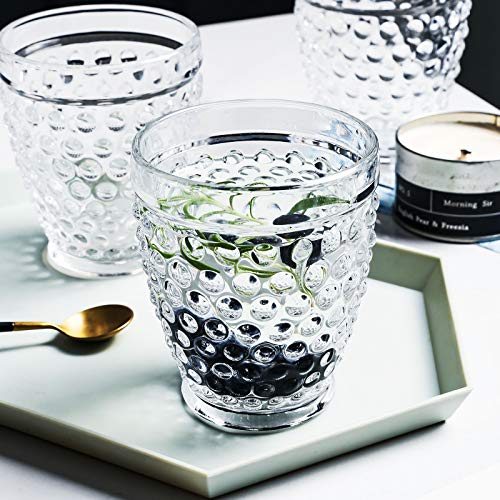 Clear Hobnail Glasses Tumbler - Old Fashioned Vintage Drinking Glasses Sets - for Refreshments, Soda & Juice, Perfect for Dinner Parties, Bars & Restaurants, 13oz, Set of 6 (Clear, Tumbler(Tall))