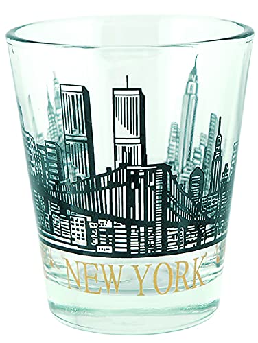 Torkia - Brooklyn Bridge wNew York Skyline - Design - Shot Glass - 1.5oz (Clear), Small