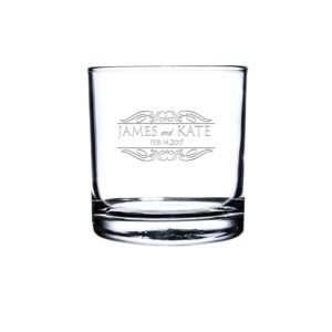 etched scotch glass,personalized rocks glass, custom whiskey glass, engraved bourbon glass, his and her name engraved scotch glasses, customized snifter glass