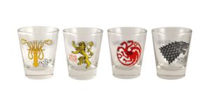 game of thrones shot glasses 4-pack (stark, targaryen, lannister, greyjoy)