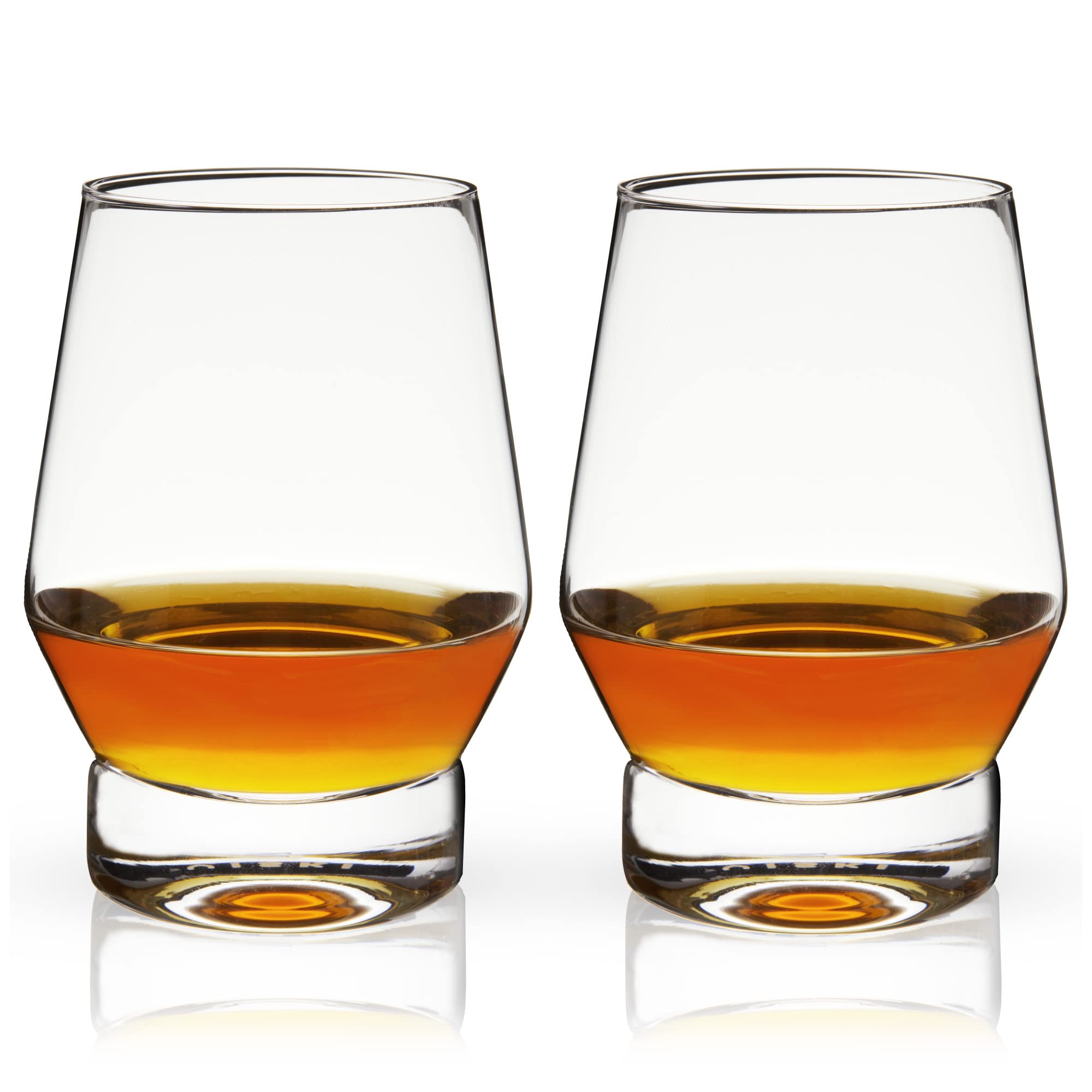 Viski Whiskey Glasses with Heavy Footed Base - Crystal Tumblers for Scotch, Bourbon, Cocktails - 18.5 Oz Set of 2