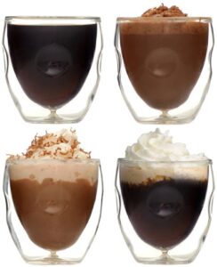 ozeri moderna artisan series double wall beverage and espresso shot glasses, 2-ounce, set of 4