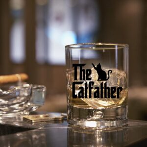 AGMDESIGN The Catfather Whiskey Glass, Funny Cat Dad Glass, Fathers Day Gift, Cat Dad Gift, Cat Mom Gift, Cat Lover Gift