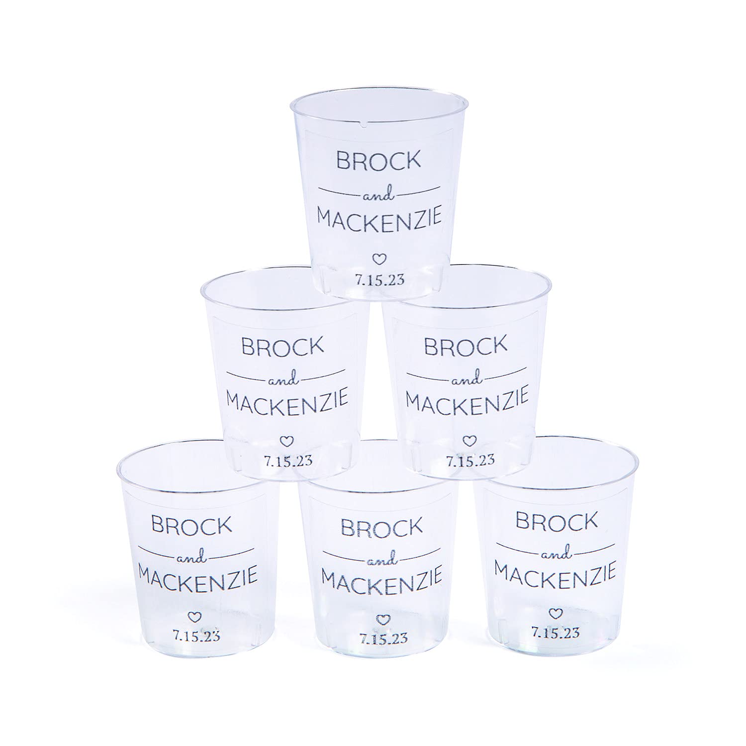 Fun Express Personalized Wedding Plastic Shot Glasses 50 Pieces