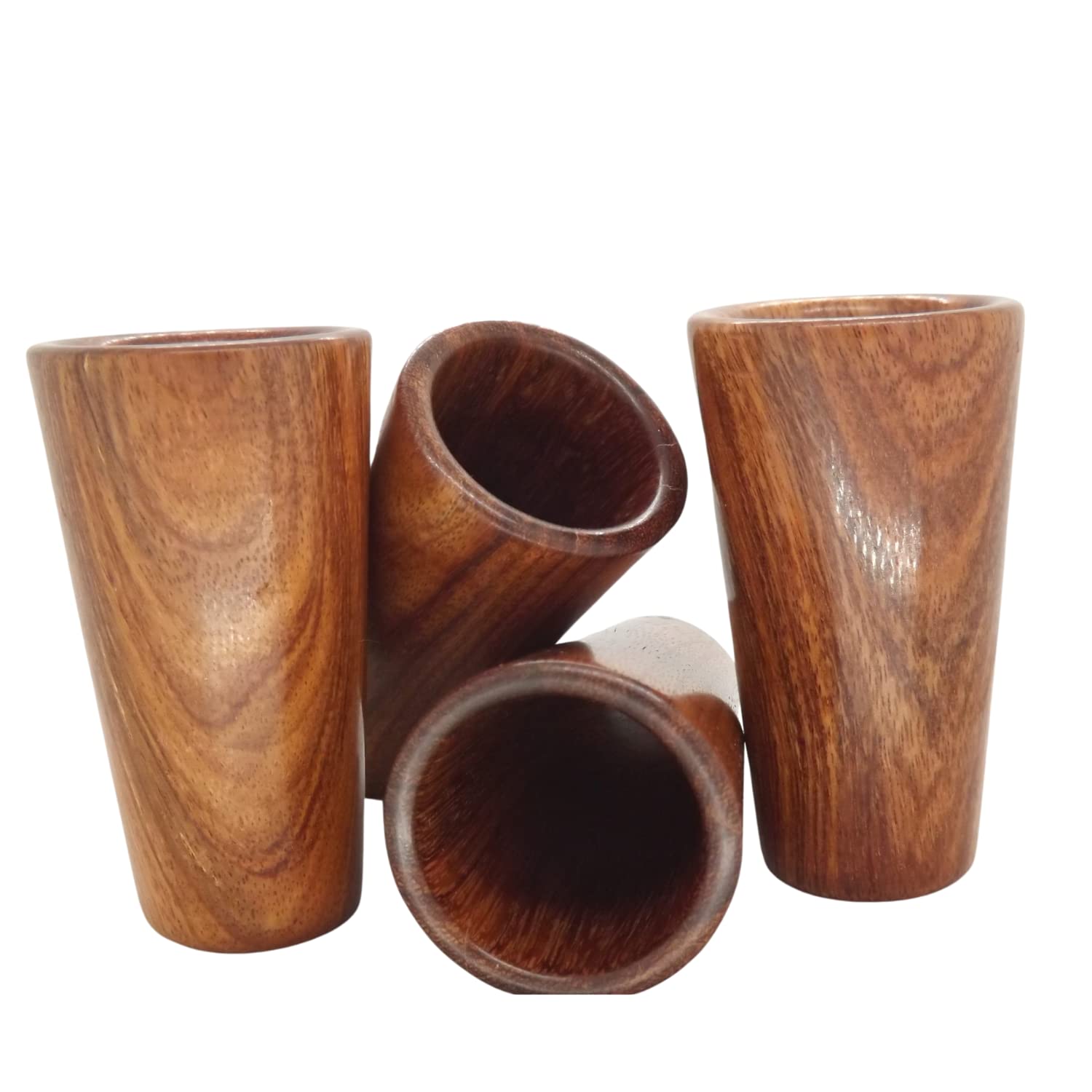 MEXTEQUIL - Wooden Tequila Shot Glasses - Set of 4 - Authentic Mexican Tequila Shot Glasses - Artisanal - handmade - 1.5 oz - Granadillo Wood - Eco-Friendly