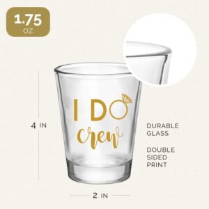 Bride and I Do Crew Bachelorette Party Shot Glasses, Set of 12, 11 Gold I Do Crew and 1 Gold Bride Shot Glass, Perfect Bachelorette Party Decorations and Brides Maid Gifts