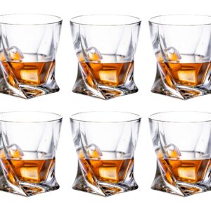 Kingrol 6 Pack Old Fashioned Whiskey Glasses, 10 oz Heavy Base Glasses Tumbler Crystal Glassware Set for Drinking Bourbon, Scotch