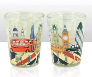 elgate london union jack & skyline single shot glass tequila spirit glass