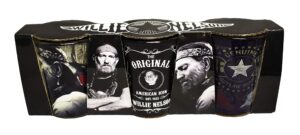 willie nelson shot glasses - set of 3 - black & white and always