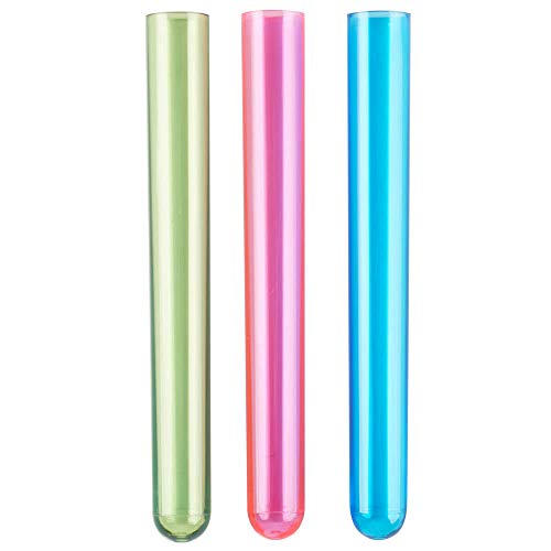 BWS 5 5/8" Assorted Neon Colors Blue Green Pink Plastic Test Tube Party Shot Glass Shooter Drink Dessert Appetizer Catering Disposable Cups, Case of 1000