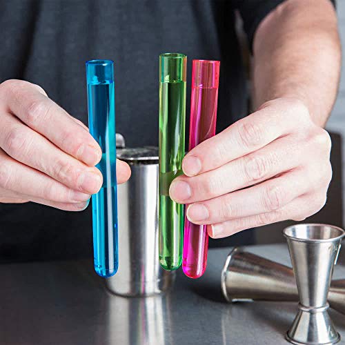 BWS 5 5/8" Assorted Neon Colors Blue Green Pink Plastic Test Tube Party Shot Glass Shooter Drink Dessert Appetizer Catering Disposable Cups, Case of 1000