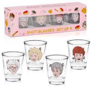 ddddxo golden girls mini shot glasses, golden girls merchandise, golden girls tv show fans gifts, golden girls gifts for women, golden girls shot glass set of 4