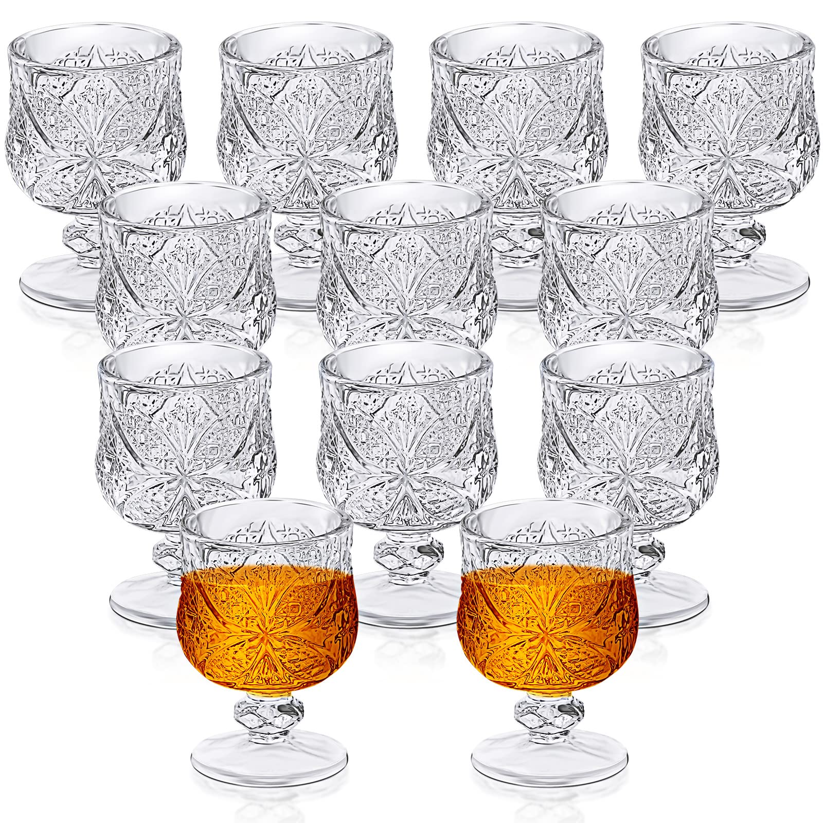 1.75 oz Shot Glasses Set Fancy Cute Shot Glasses Cordial Crystal Shot Glassware Clear Embossed Glass Snifters Drinkware for Wine Sherry Vodka cocktail Beverage Wedding Party Bar Supplies (24 Pieces)