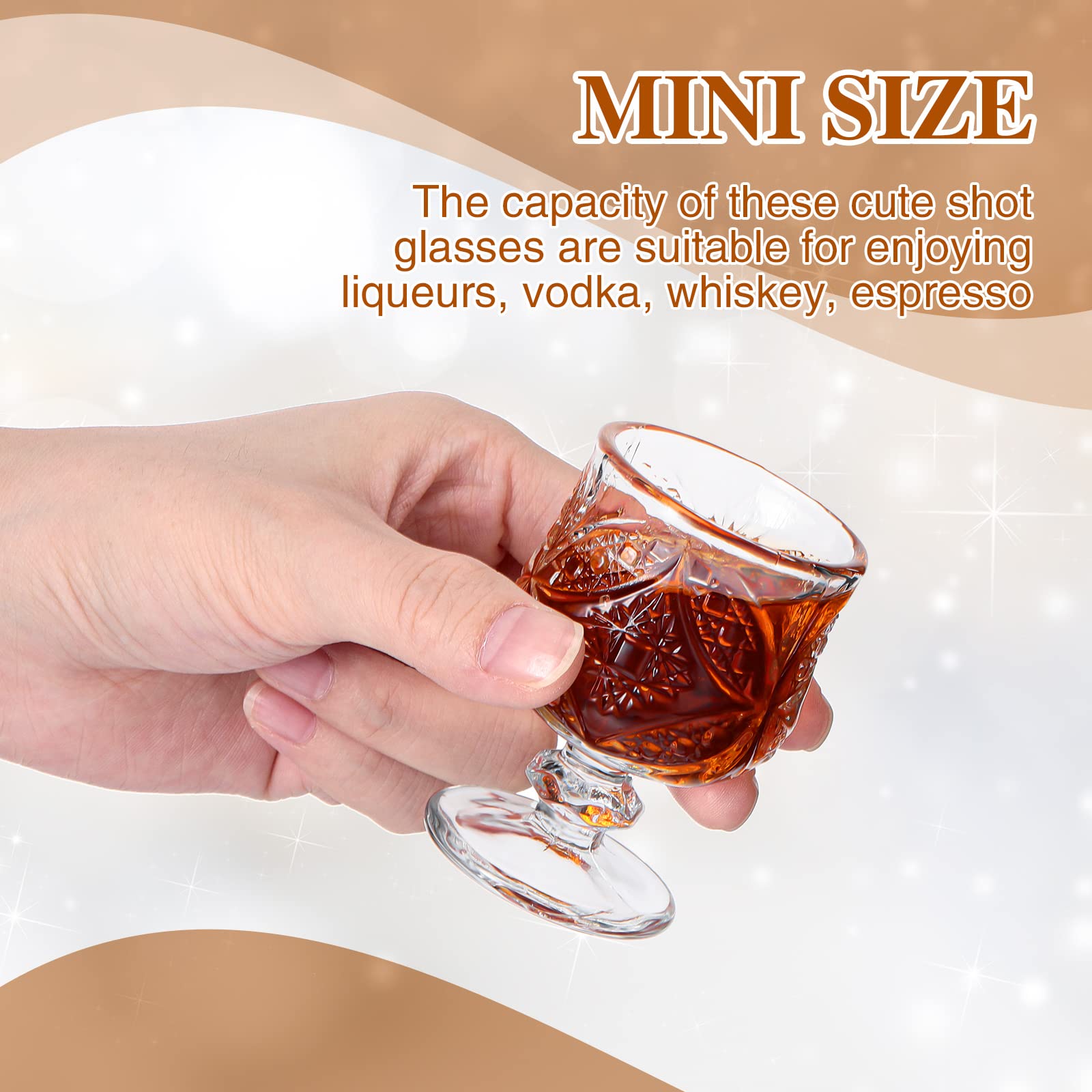 1.75 oz Shot Glasses Set Fancy Cute Shot Glasses Cordial Crystal Shot Glassware Clear Embossed Glass Snifters Drinkware for Wine Sherry Vodka cocktail Beverage Wedding Party Bar Supplies (24 Pieces)