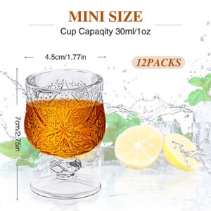 1.75 oz Shot Glasses Set Fancy Cute Shot Glasses Cordial Crystal Shot Glassware Clear Embossed Glass Snifters Drinkware for Wine Sherry Vodka cocktail Beverage Wedding Party Bar Supplies (24 Pieces)