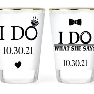 Personalized Wedding Gift for Couple | Bride Groom Gift | I Do and I Do What She Says Gift Set | Just Married Couple | Funny Wedding Gift