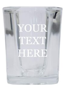 customizable 2 ounce etched square shot glass engraved personalized with custom text