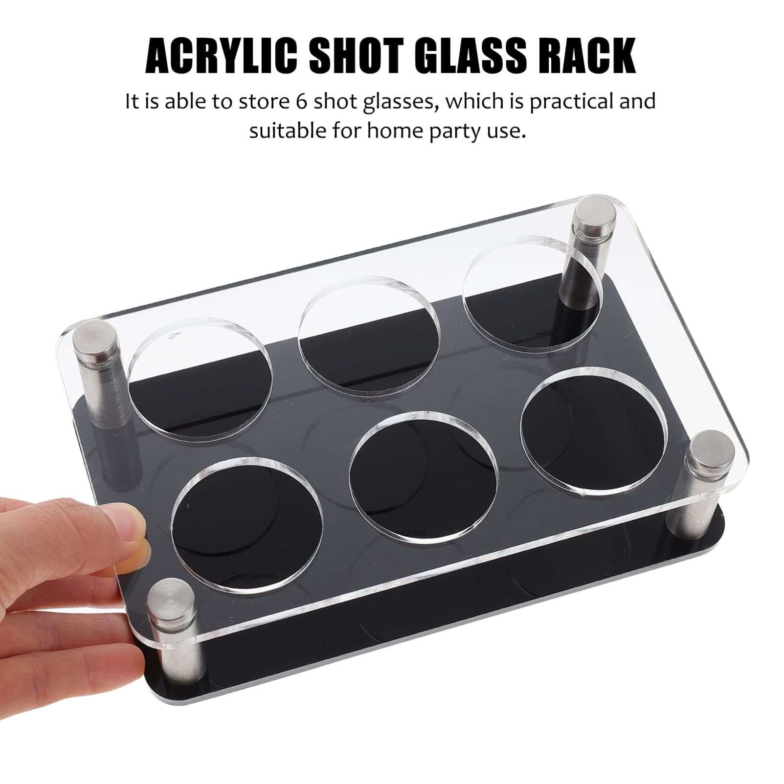 CLISPEED Acrylic Shot Glass Holder Rack Shot Glass Liquor Tray Acrylic Shot Glass Set Stand Rack Display Serving Tray for Whiskey Vodka Rum Cocktail Tequila Black