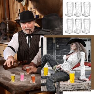 42 Pieces Cowboy Boot Cups 1 oz Shot Glasses and 17 oz Big Mug Clear Hard Plastic Mug with Handle for Cowgirl Shot Glasses Western Bachelorette Themed Party Rodeo Birthday Decorations