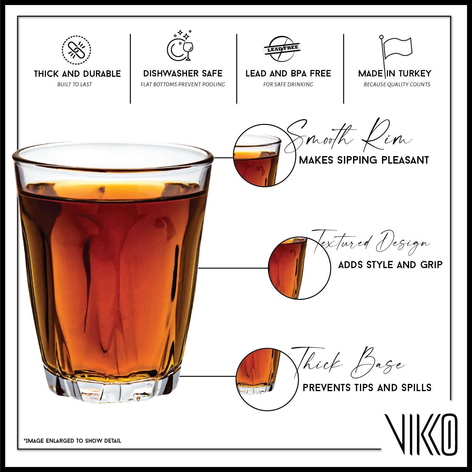 Vikko 3.75 Ounce Shot Glasses, Set of 6 Small Liquor and Spirit Glasses, Durable Tequila Bar Glasses For Alcohol and Espresso Shots, 6 Piece Large Shooter Glass Set