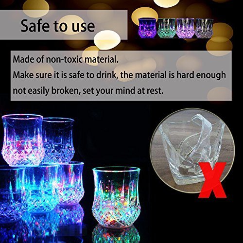 2win2buy LED Cups 4 PACK Flashing Light up Automatic Water Activated Color Changing Wine Whisky Beer Cola Juice Drinkware Mugs Shot Glass for Bar Disco Night Club Party Halloween Christmas, Set of 4