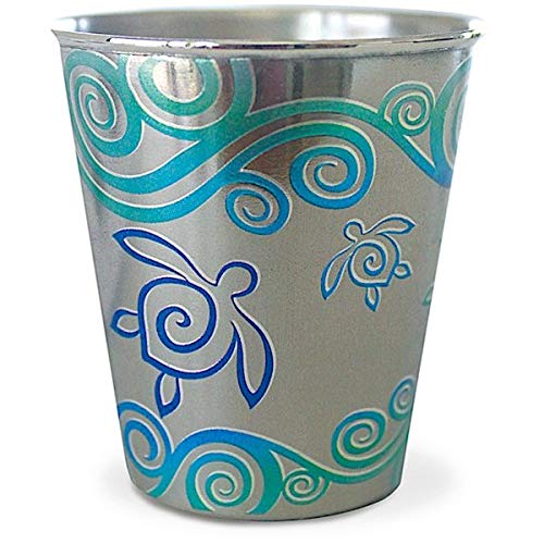 Hawaii Stainless Steel Shot Glass Honu Swirl