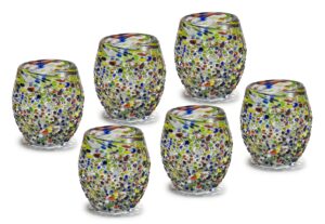 mexican hand blown glass confetti barrel tequila - whisky - vodka shots - tequilero de vidrio soplado barril confeti original artisan (6 pack)