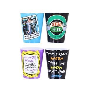 friends quotes 1.5-ounce plastic mini shot glasses | set of 4