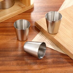 Yardwe 1 Set Stainless Steel Cups Metal Drinking Glasses Stainless Steel Shot Cups Stackable Pint Cup for Home Camping ( 4 Small Shot Glasses Cup Holder )