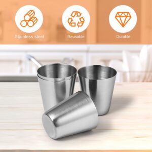 Yardwe 1 Set Stainless Steel Cups Metal Drinking Glasses Stainless Steel Shot Cups Stackable Pint Cup for Home Camping ( 4 Small Shot Glasses Cup Holder )