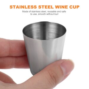 Yardwe 1 Set Stainless Steel Cups Metal Drinking Glasses Stainless Steel Shot Cups Stackable Pint Cup for Home Camping ( 4 Small Shot Glasses Cup Holder )