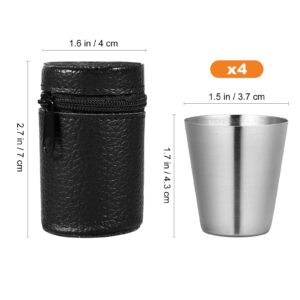 Yardwe 1 Set Stainless Steel Cups Metal Drinking Glasses Stainless Steel Shot Cups Stackable Pint Cup for Home Camping ( 4 Small Shot Glasses Cup Holder )