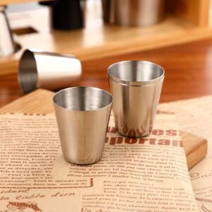 Yardwe 1 Set Stainless Steel Cups Metal Drinking Glasses Stainless Steel Shot Cups Stackable Pint Cup for Home Camping ( 4 Small Shot Glasses Cup Holder )